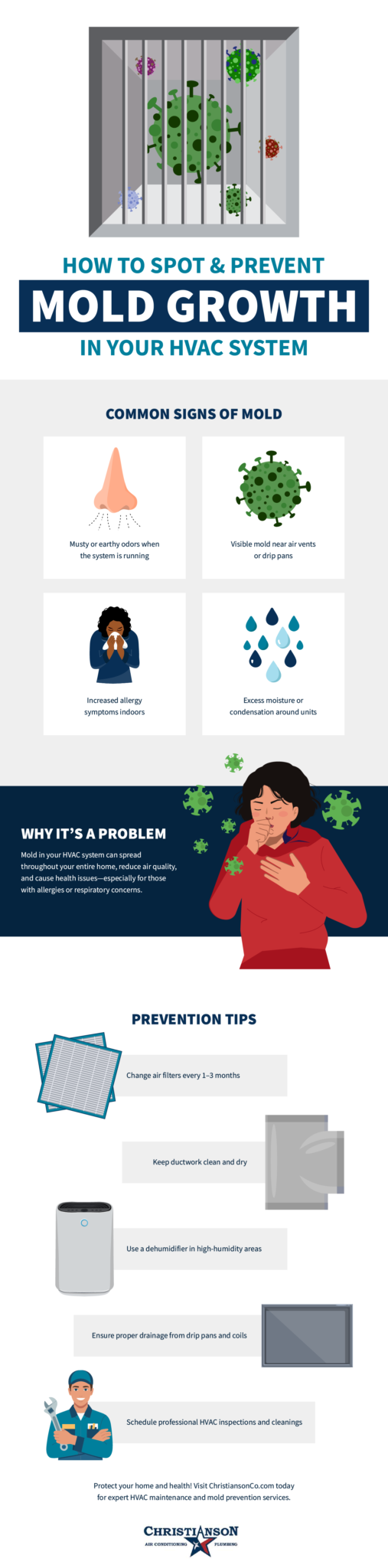 How to Spot & Prevent Mold Growth in Your HVAC System - Christiansonco